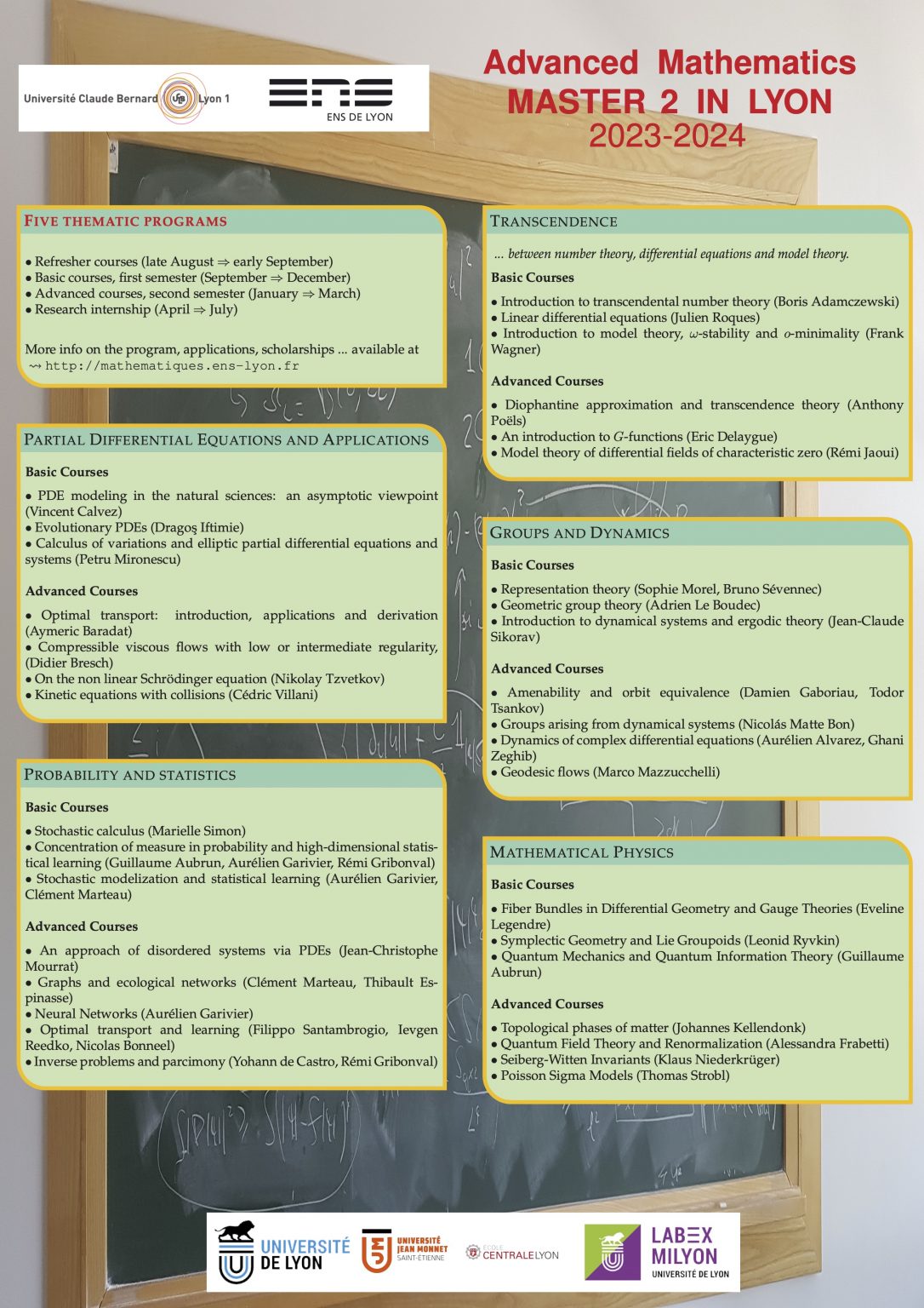 Master 2 Mathématiques avancées – Master Mathématiques et Applications